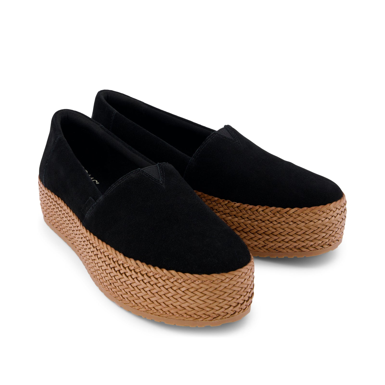 Valencia Black Suede Espadrille Platform Espadrille – TOMS.com