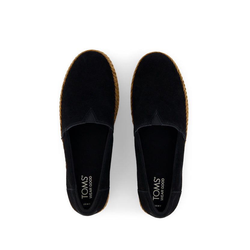 Valencia Black Suede Espadrille Platform Espadrille – TOMS.com