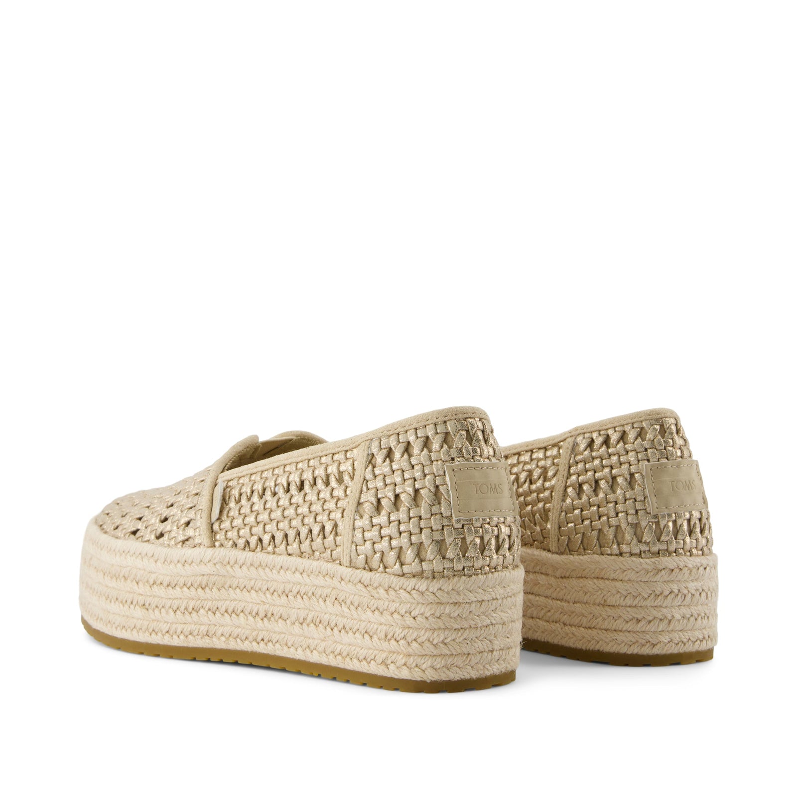 Valencia Platform Espadrille Champagne Metallic Basket Weave – TOMS.com