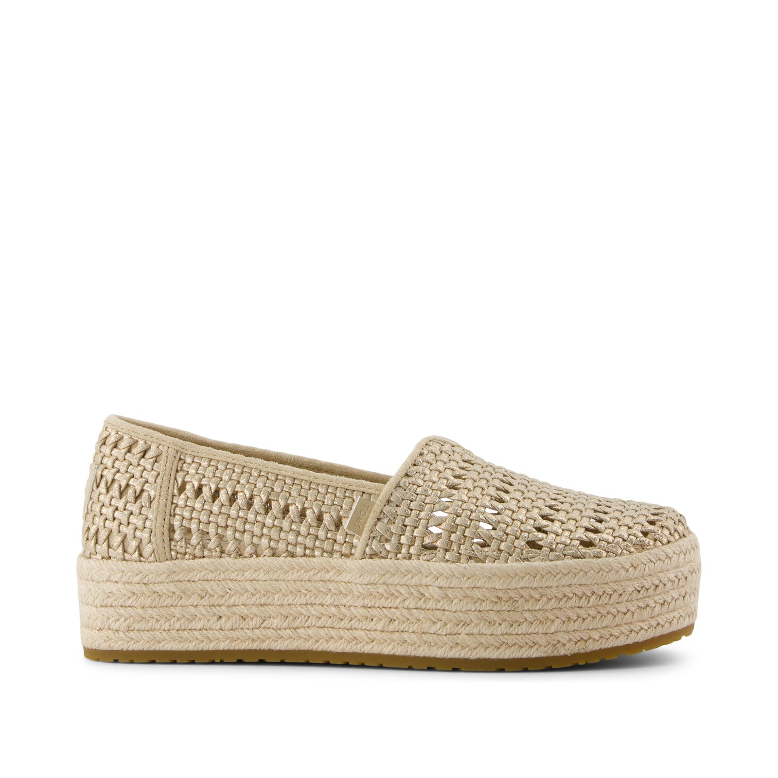 Valencia Platform Espadrille Champagne Metallic Basket Weave – TOMS.com