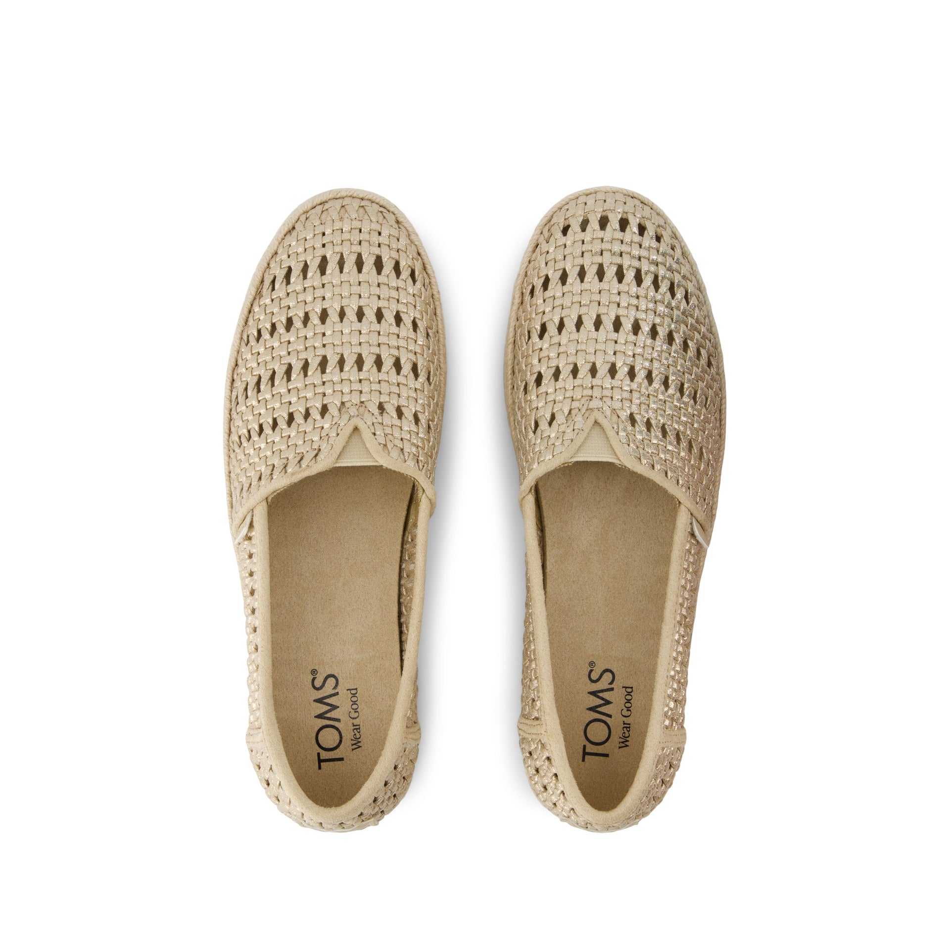 Valencia Platform Espadrille Champagne Metallic Basket Weave – TOMS.com