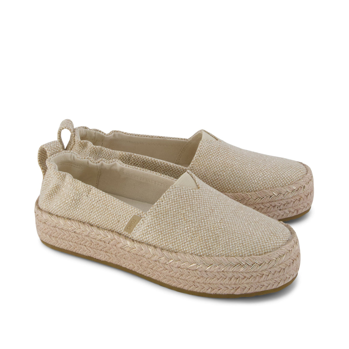 Valencia Platform Kids Espadrille Champagne Glimmer – TOMS.com